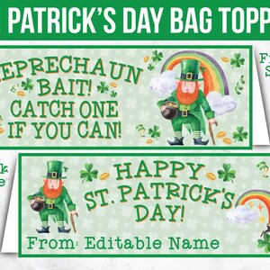 St. Patrick's Day Bag Topper St. Patrick's Day Gift Tag Leprechaun Bait ...