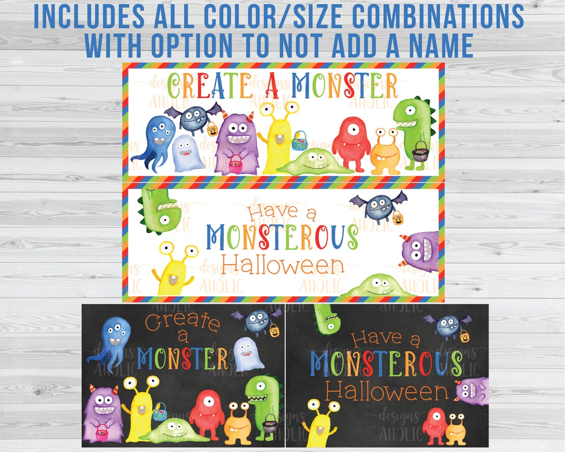 Create a Monster Bag Topper Label Treat Bag Make a Monster - Etsy