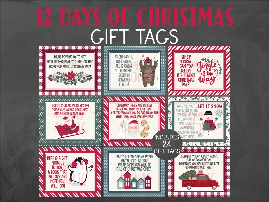 12 Days of Christmas Gift Tags Printable 12 Days of Christmas Gifts ...