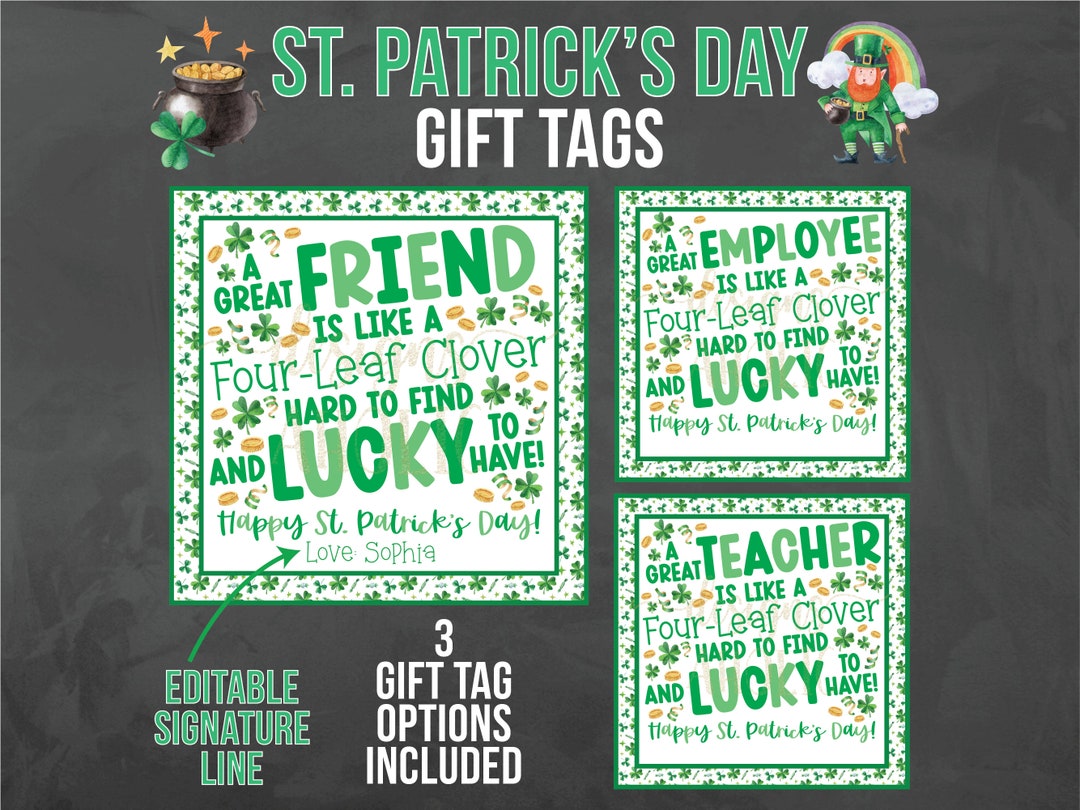St. Patrick's Day Gift Tag - St. Patrick's Day Friend Gift - St ...