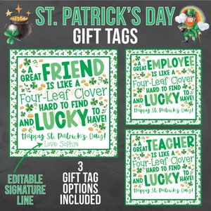 St. Patrick's Day Gift Tag - St. Patrick's Day Friend Gift - St ...