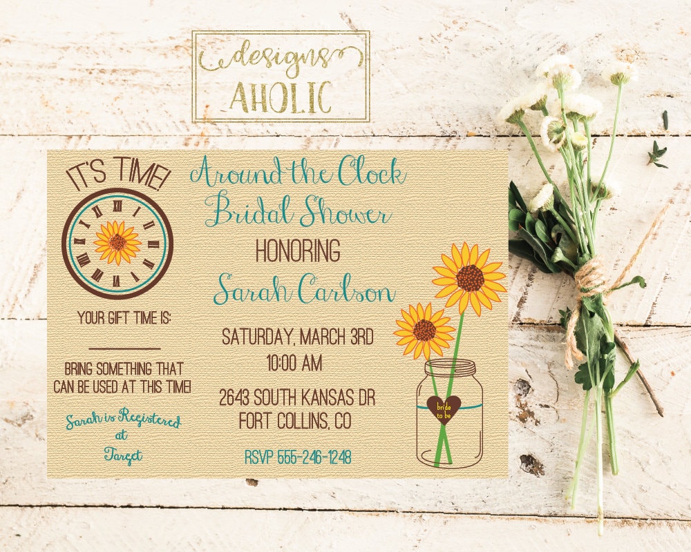 Around the Clock Bridal Shower Invitation Printable - Etsy