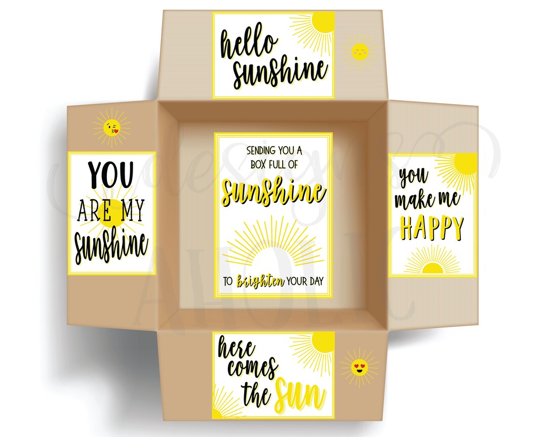 Sunshine Box Printables & Address Label Sunshine Care Package Inserts ...