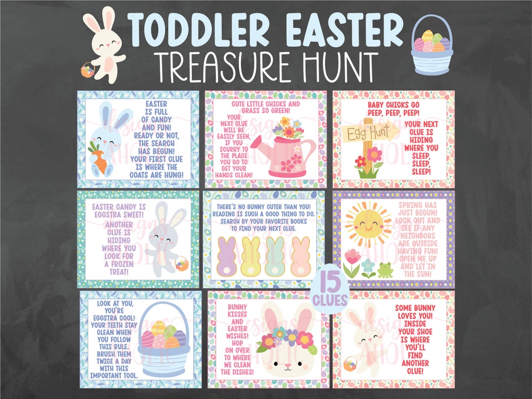 Toddler Easter Treasure Hunt Clues - Toddler Easter Scavenger Hunt ...