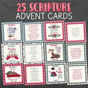 Christmas Scripture Advent Calendar Cards - Printable Scripture Advent ...