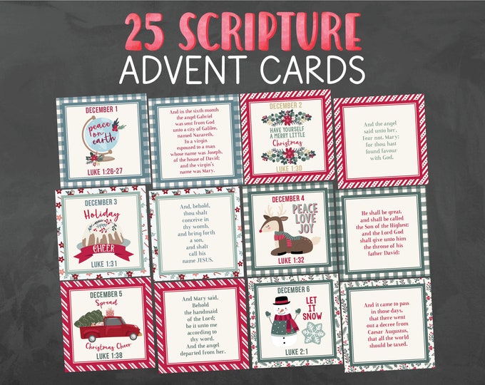 Christmas Advent Calendar (printable, DIY Digital Download) Advent ...