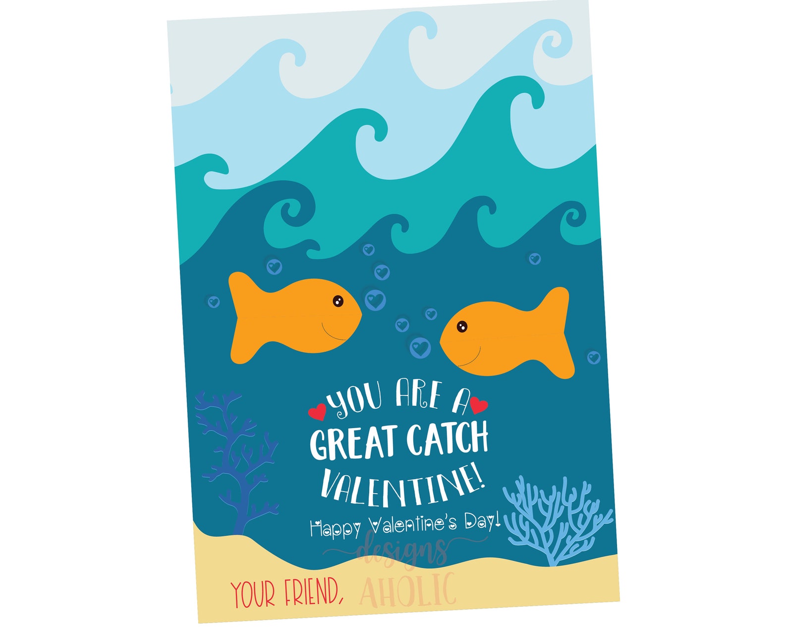 Goldfish Valentine Cards Goldfish Valentines Goldfish - Etsy