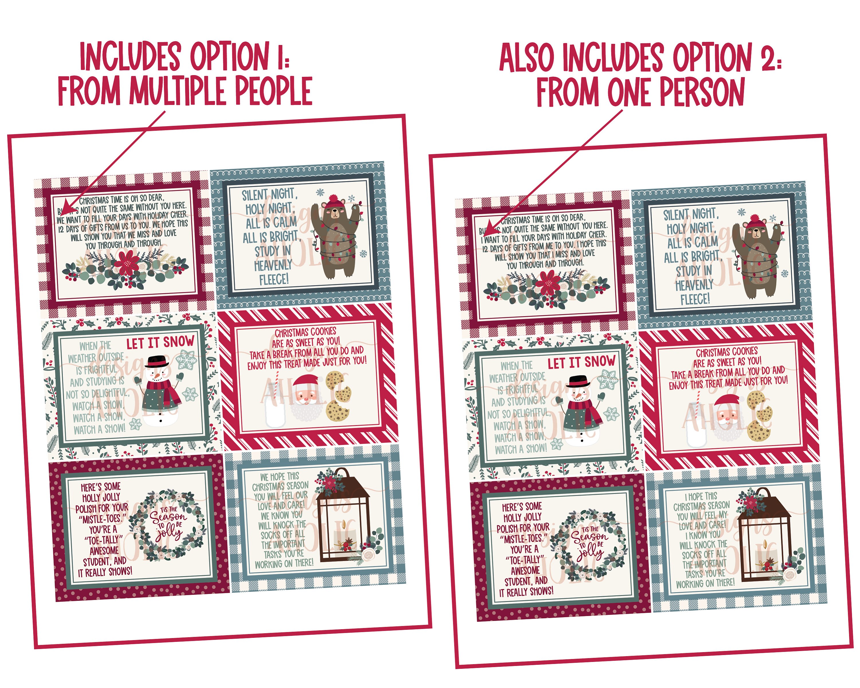 12 Days of Christmas College Student Gift Tags - College Student 12 ...