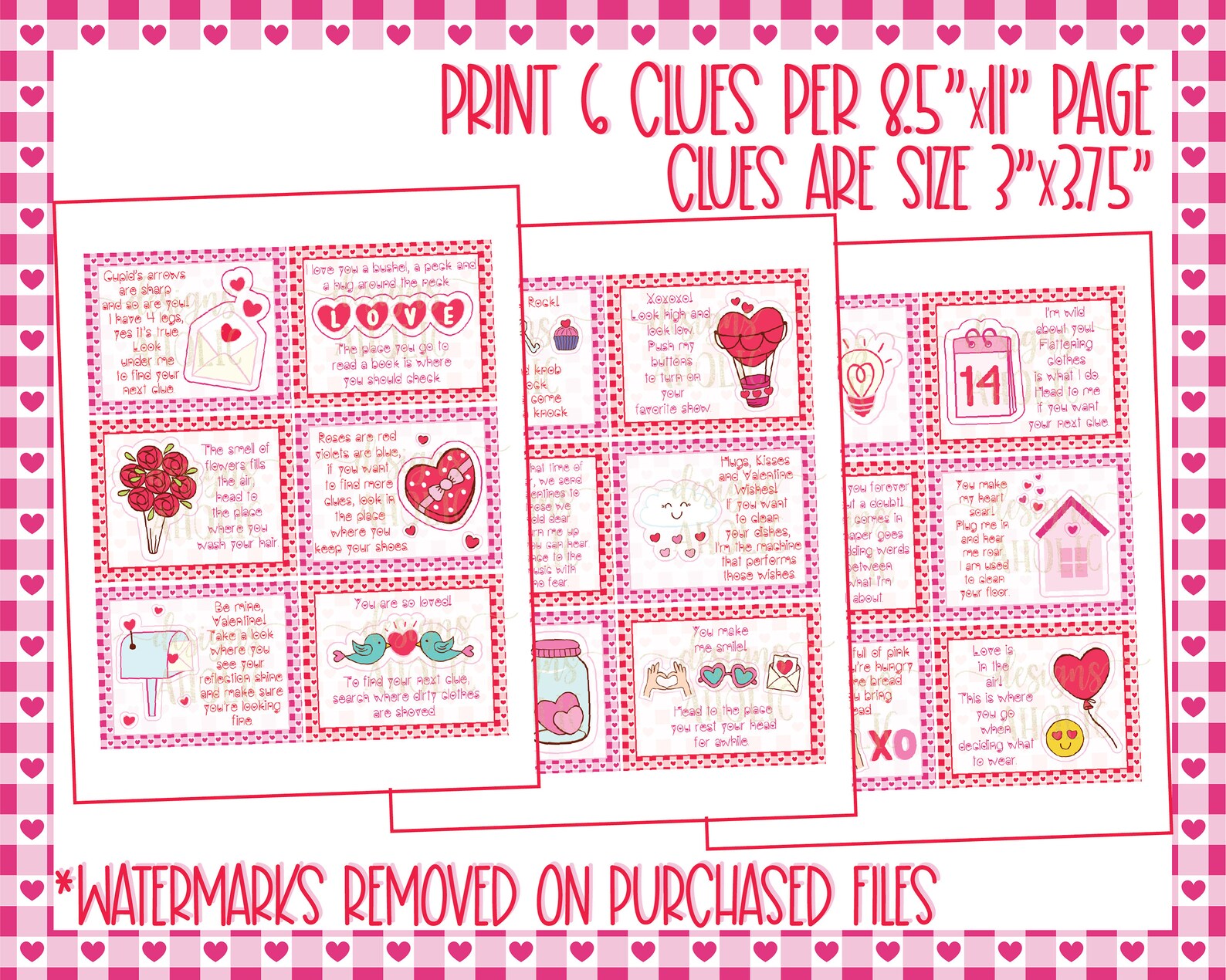 Valentine's Day Treasure Hunt Clues Valentines Scavenger - Etsy