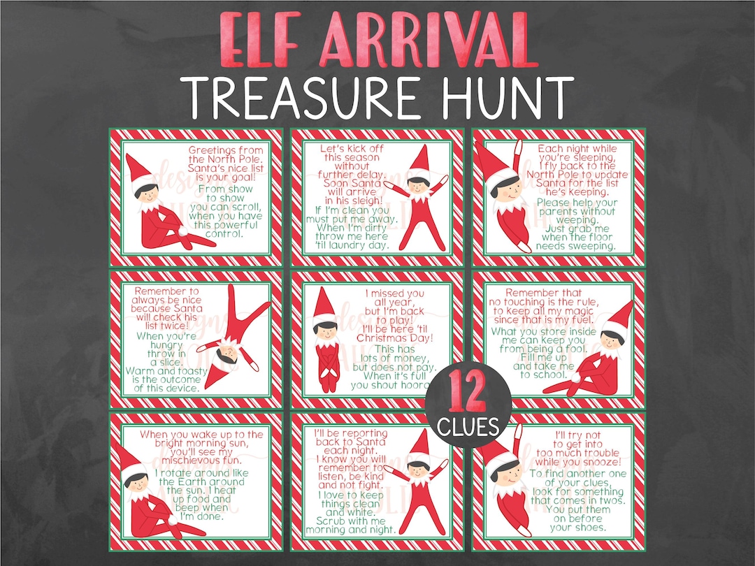 Elf Treasure Hunt - Elf Arrival Activity - Christmas Elf Treasure Hunt ...