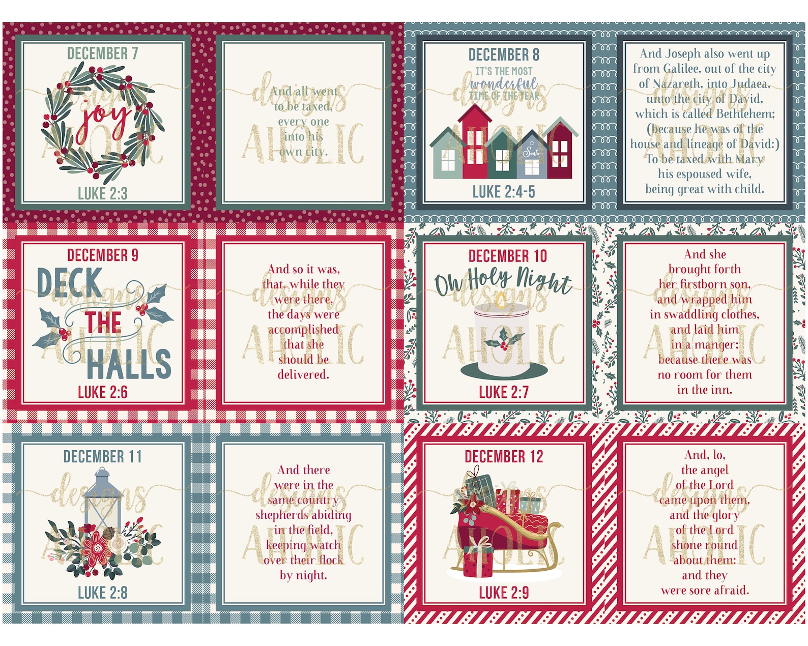 Christmas Scripture Advent Calendar Cards Printable - Etsy
