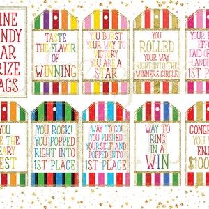 9 Candy Bar Party Prize Tags - Party Favor Gift Tags - Party Game ...