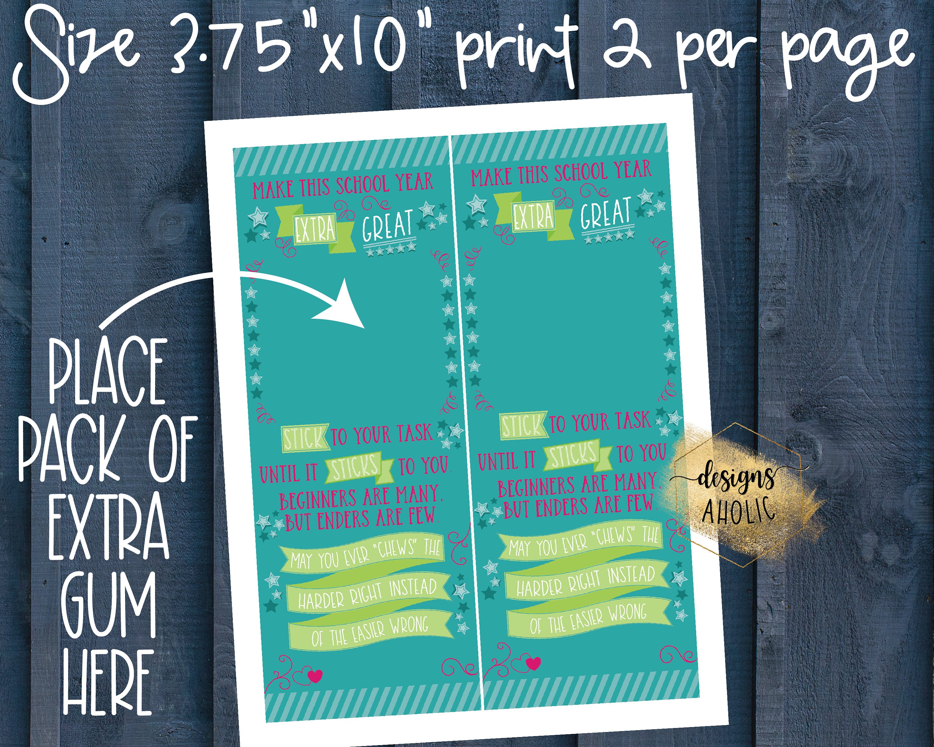 Back to School Gift Tag - Extra Gum Gift Tag - Gum Back to School Gift ...