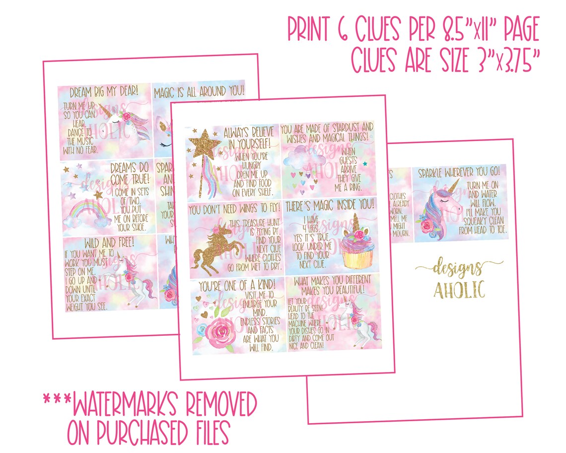 Unicorn Treasure Hunt Unicorn Scavenger Hunt Unicorn Party | Etsy