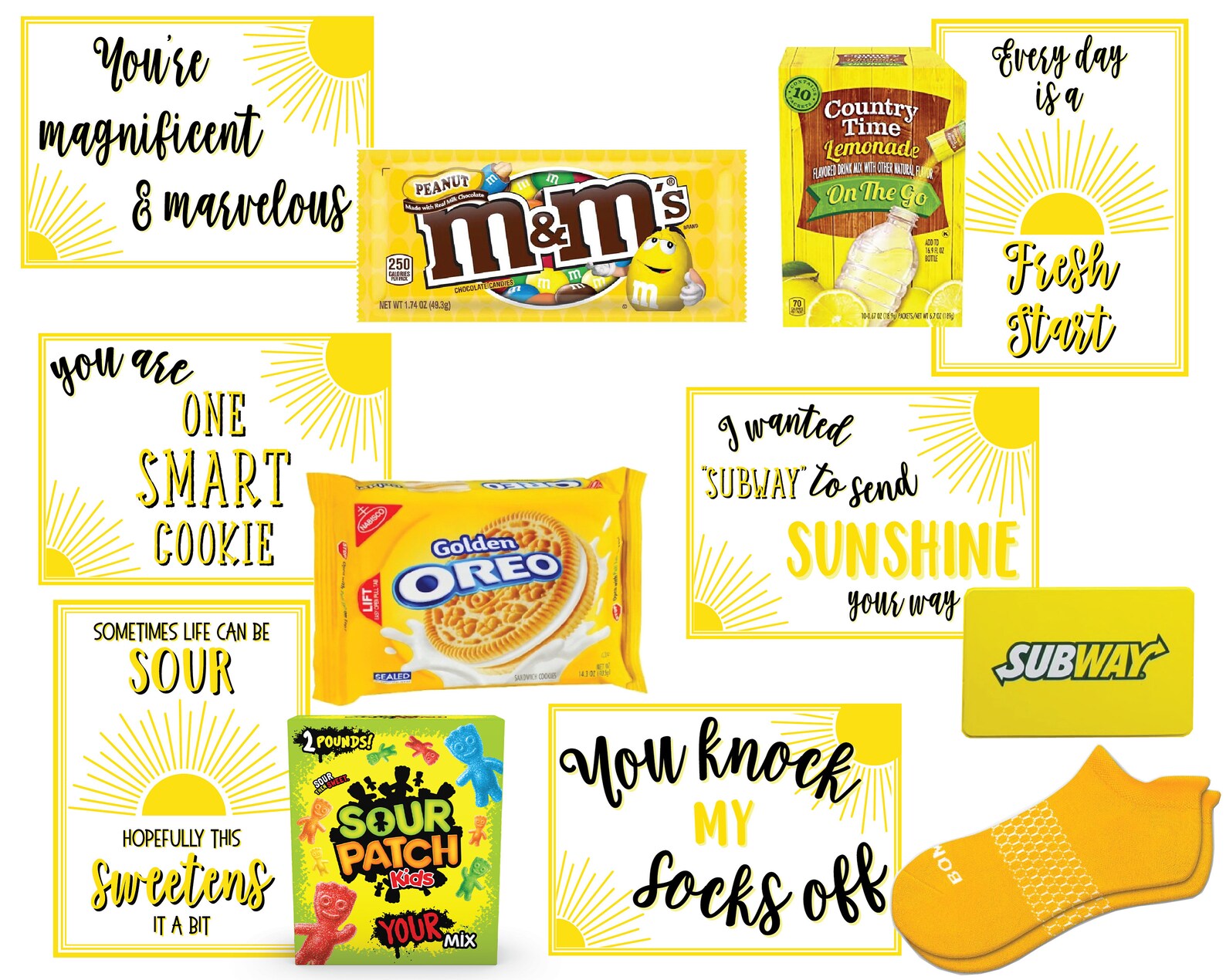 48 Sunshine Box Printable Gift Tags - Sunshine Care Package Inserts ...