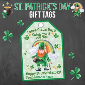 St. Patrick's Day Bag Topper - St. Patrick's Day Gift Tag - Leprechaun ...
