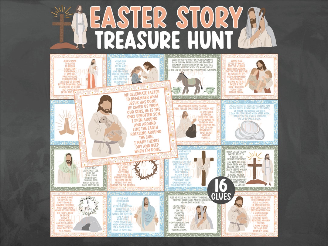 Easter Story Treasure Hunt Clues - Indoor Easter Story Scavenger Hunt ...
