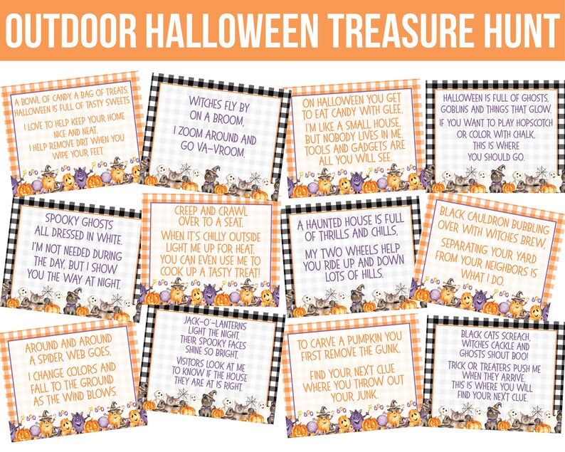 Outdoor Halloween Treasure Hunt Clues Halloween Scavenger - Etsy
