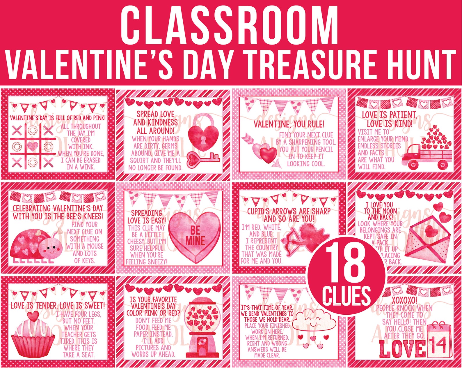 Classroom Valentine's Day Treasure Hunt Classroom - Etsy
