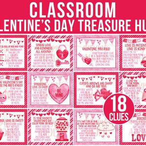 Classroom Valentine's Day Treasure Hunt Classroom Valentines Scavenger ...