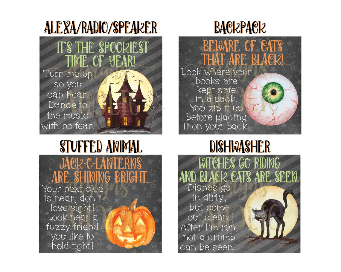 Indoor Halloween Treasure Hunt Clues Halloween Scavenger - Etsy