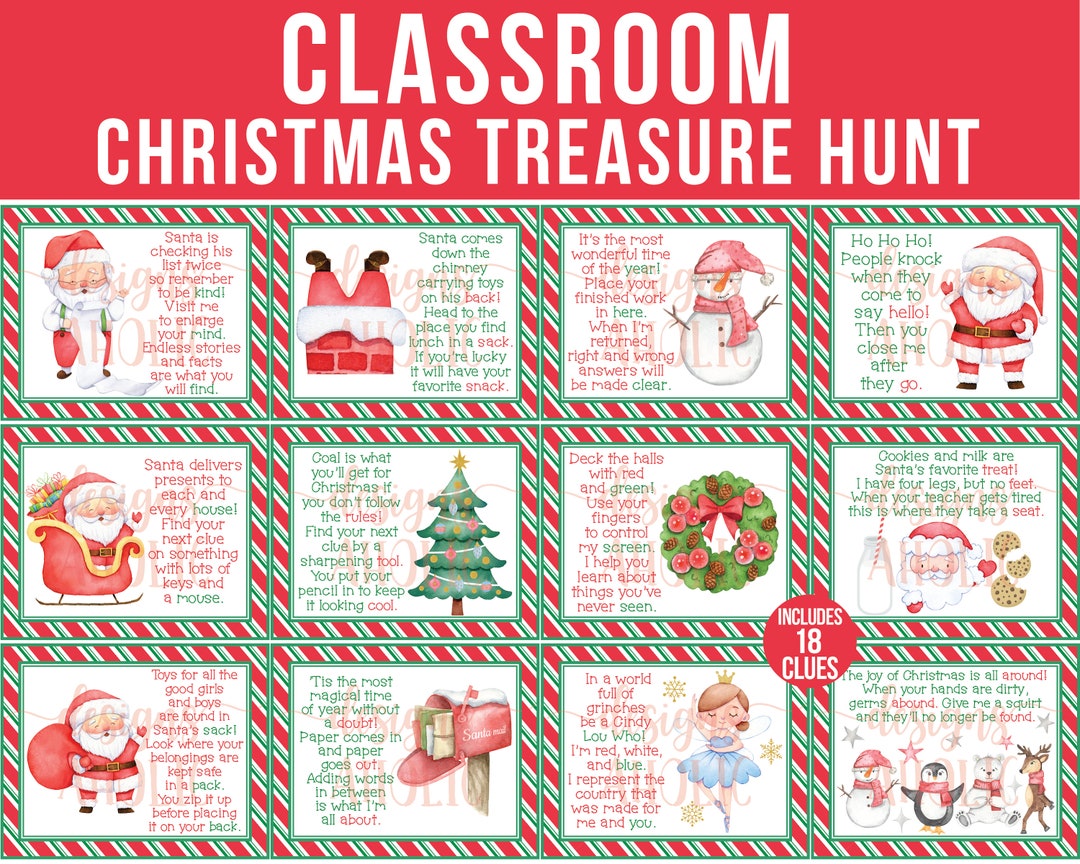 Classroom Christmas Treasure Hunt School Christmas Treasure - Etsy