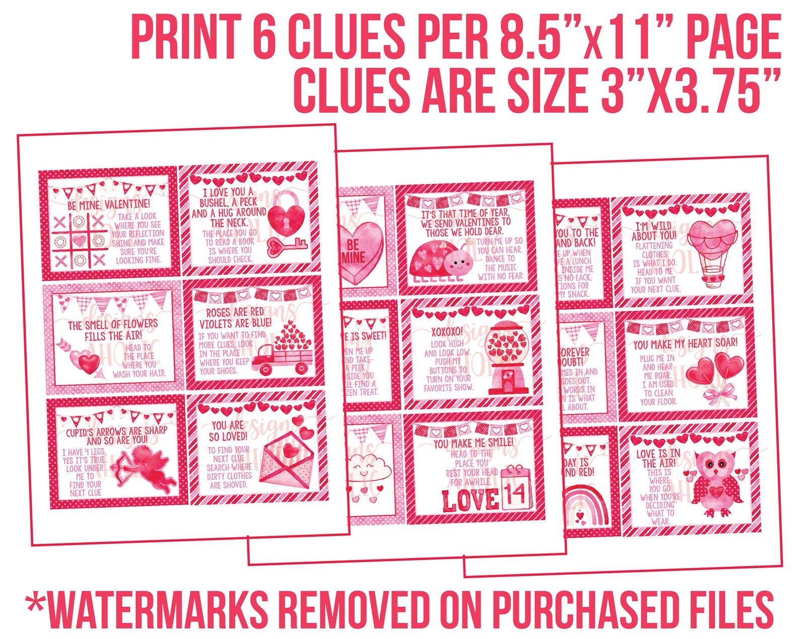 Valentine's Day Treasure Hunt Clues Valentines Scavenger - Etsy