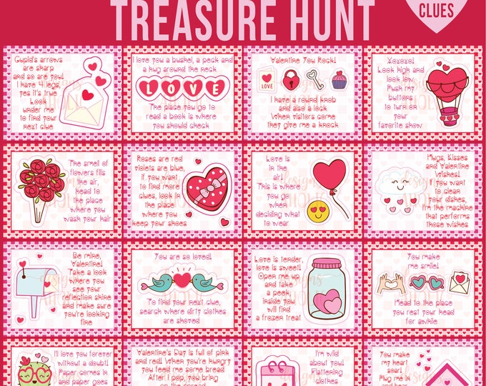 Indoor Scavenger Hunt Printable, Valentines Scavenger Hunt, Valentine's ...