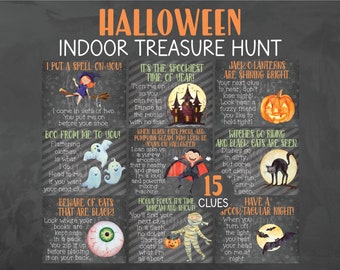 Indoor Halloween Treasure Hunt Clues Halloween Scavenger Hunt Clues ...