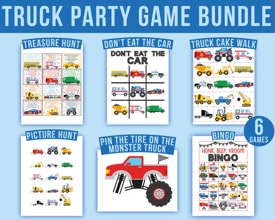 Truck Birthday Party Game Bundle Vehicle Birthday Party - Etsy