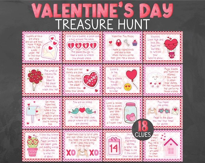 Indoor Scavenger Hunt Printable, Valentines Scavenger Hunt, Valentine's ...