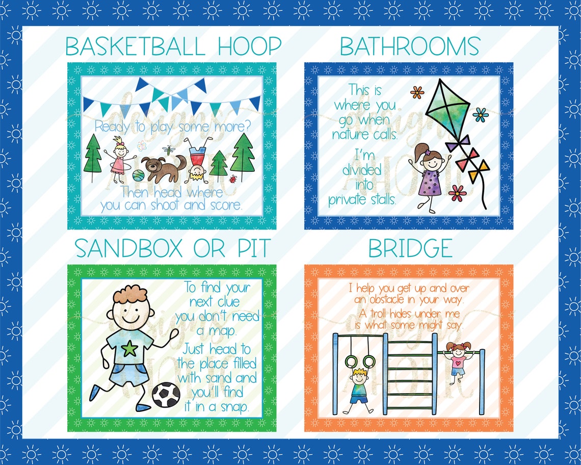 Park Treasure Hunt Clues Playground Scavenger Hunt | Etsy