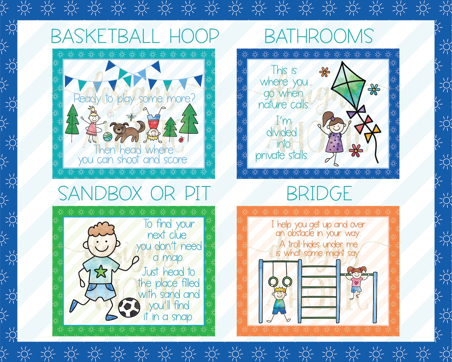 Park Treasure Hunt Clues - Playground Scavenger Hunt - Playground ...