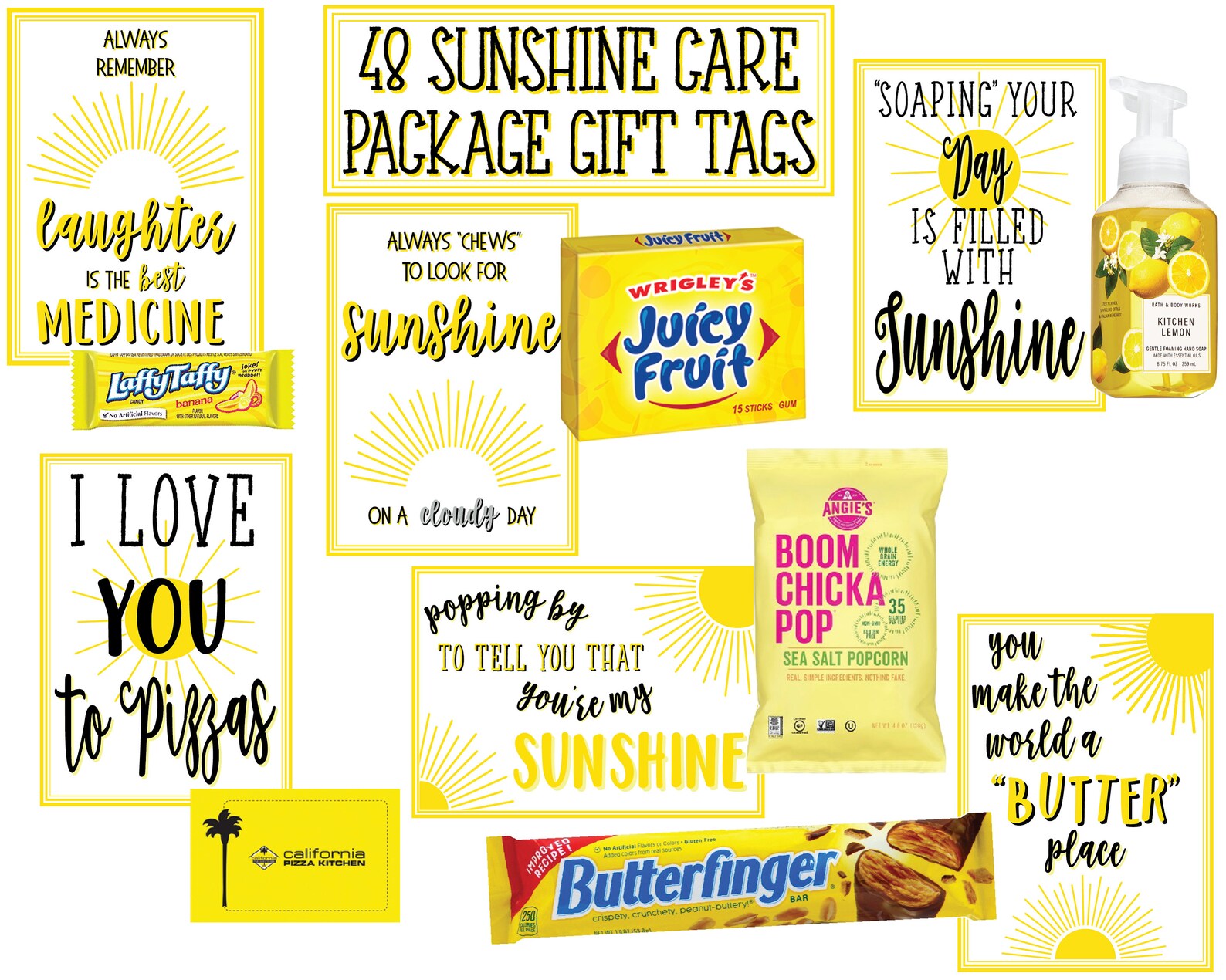 48 Sunshine Box Printable Gift Tags Sunshine Care Package | Etsy