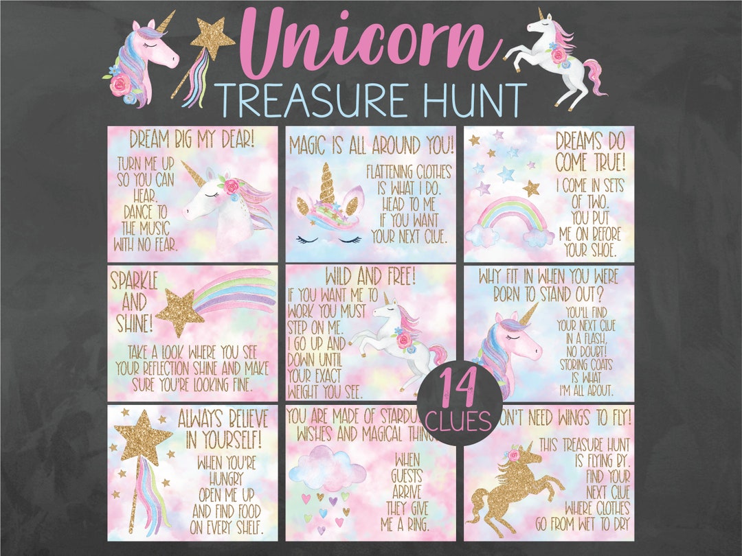 Unicorn Treasure Hunt - Unicorn Scavenger Hunt - Unicorn Party ...