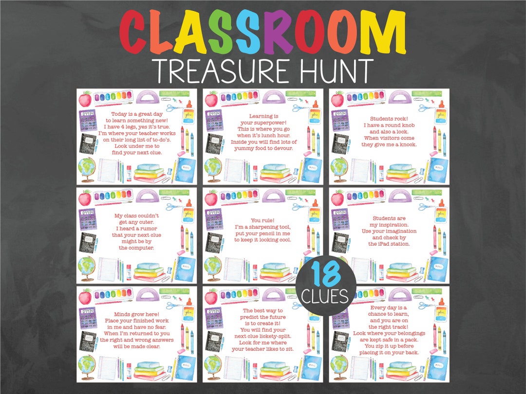 Classroom Treasure Hunt - School Treasure Hunt - Classroom Scavenger ...