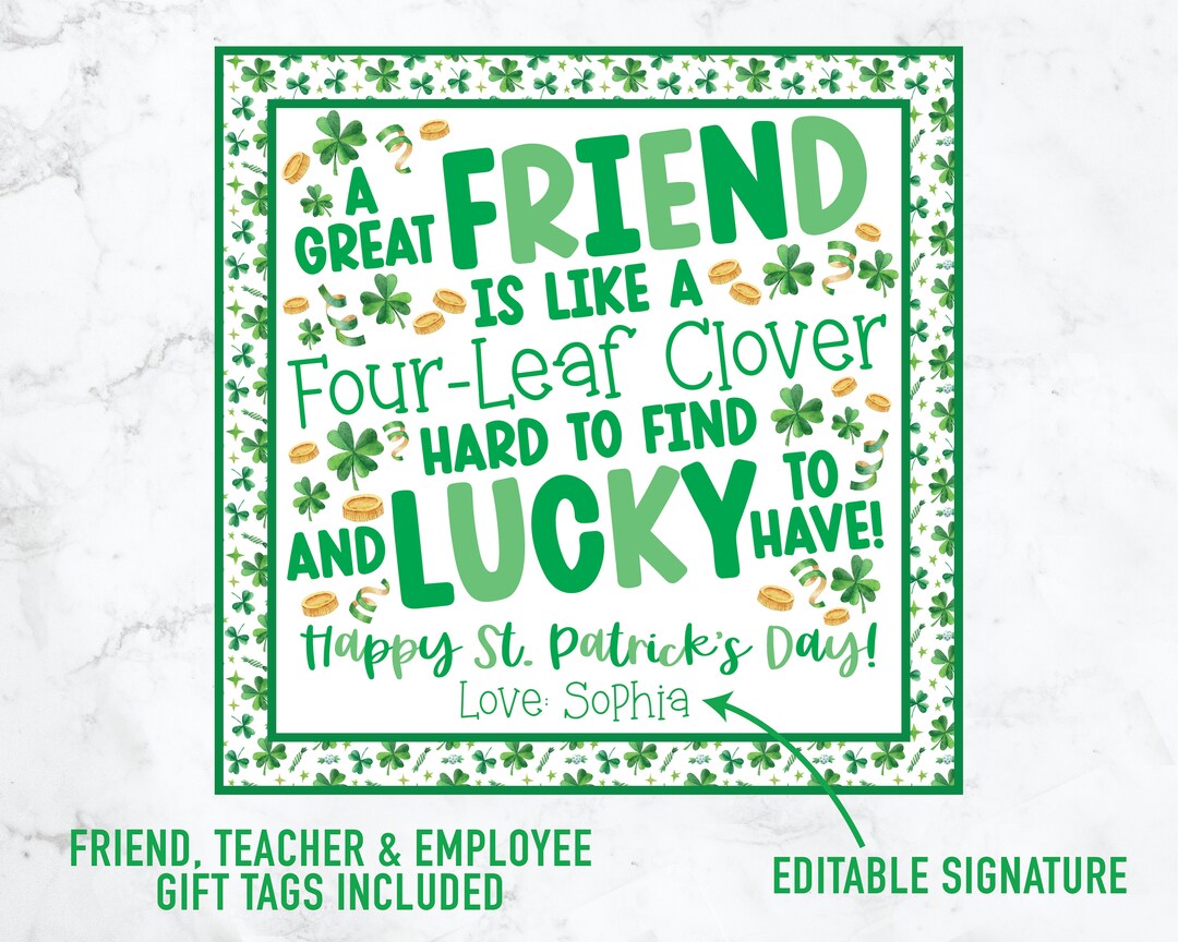 St. Patrick's Day Gift Tag St. Patrick's Day Friend Gift St. Patrick's ...