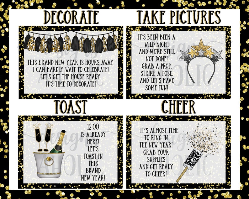 New Years Eve Countdown Time and Activity Cards New Years | Etsy