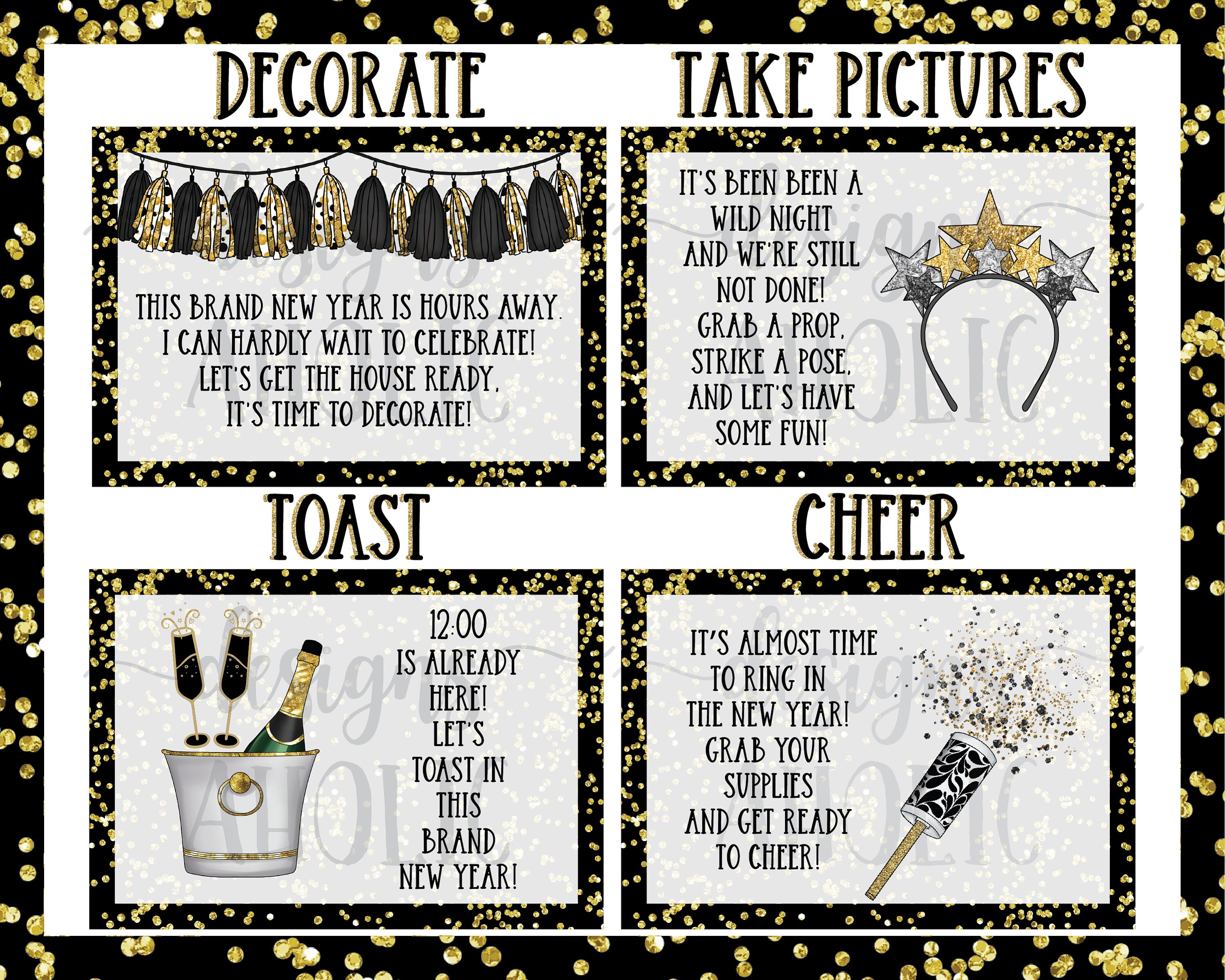 New Years Eve Countdown Time and Activity Cards - New Years Eve ...