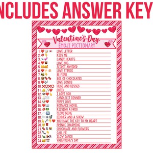 Valentine's Day Emoji Pictionary - Valentine's Day Printable Game ...