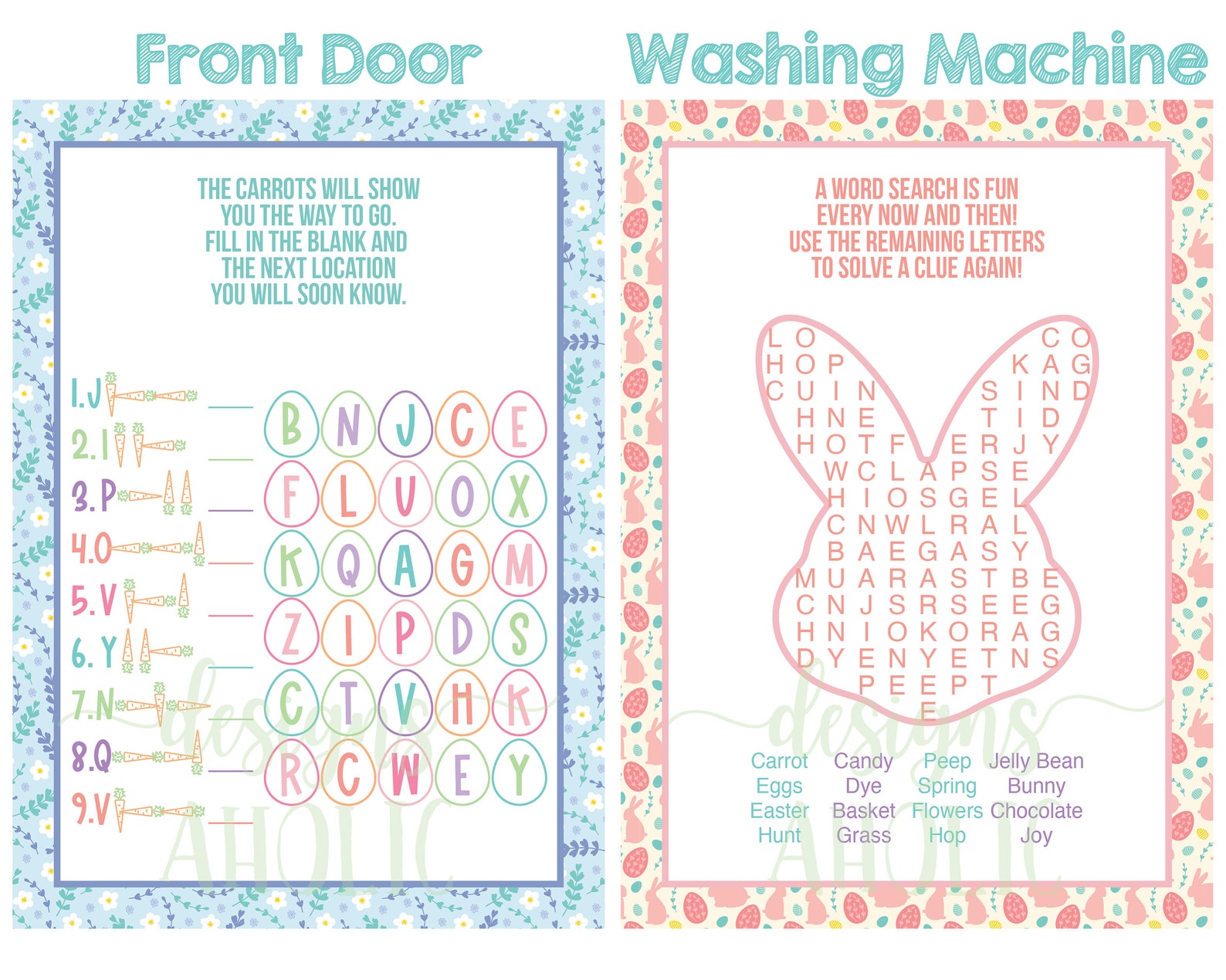 Indoor Puzzle Easter Treasure Hunt Easter Puzzle Scavenger | Etsy