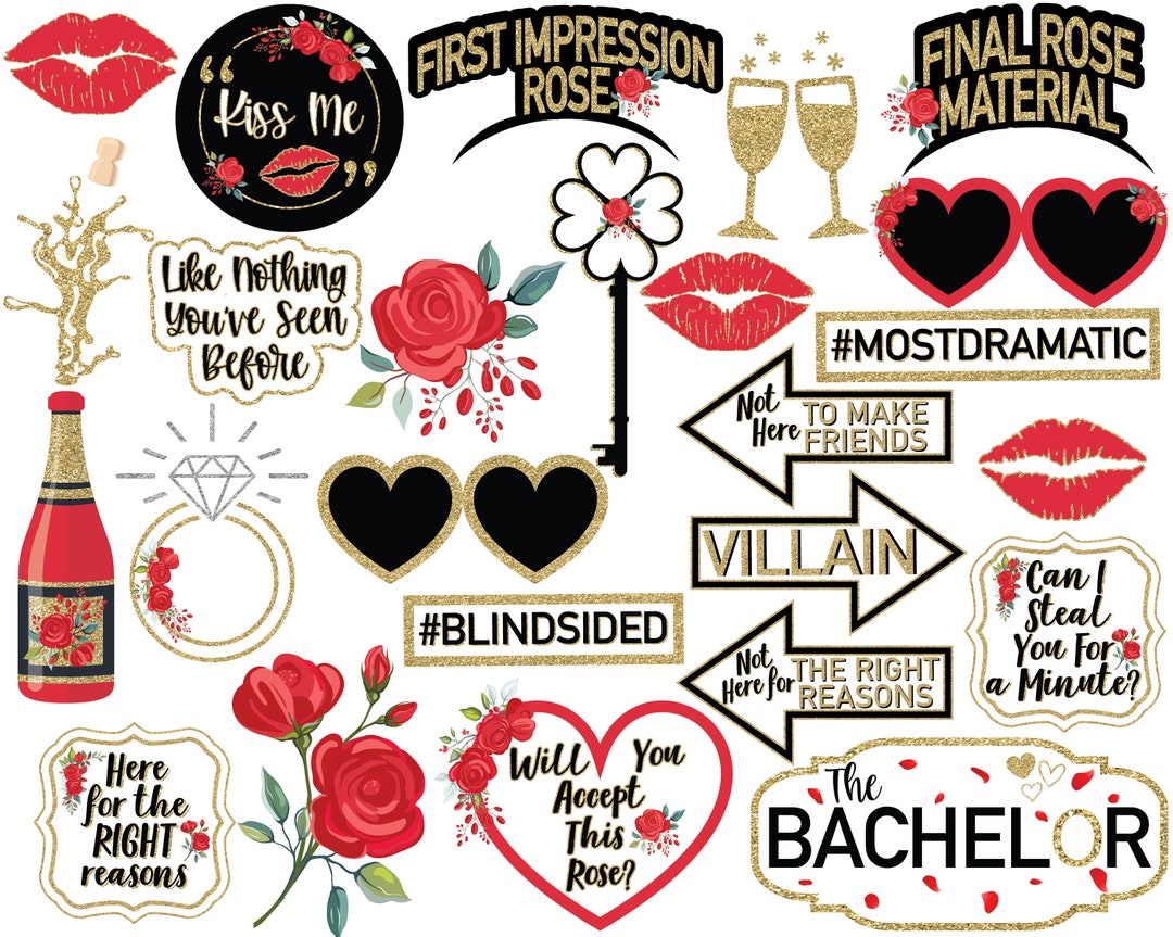 The Bachelor TV Show Watch Party Photo Booth Printables Downloadable ...