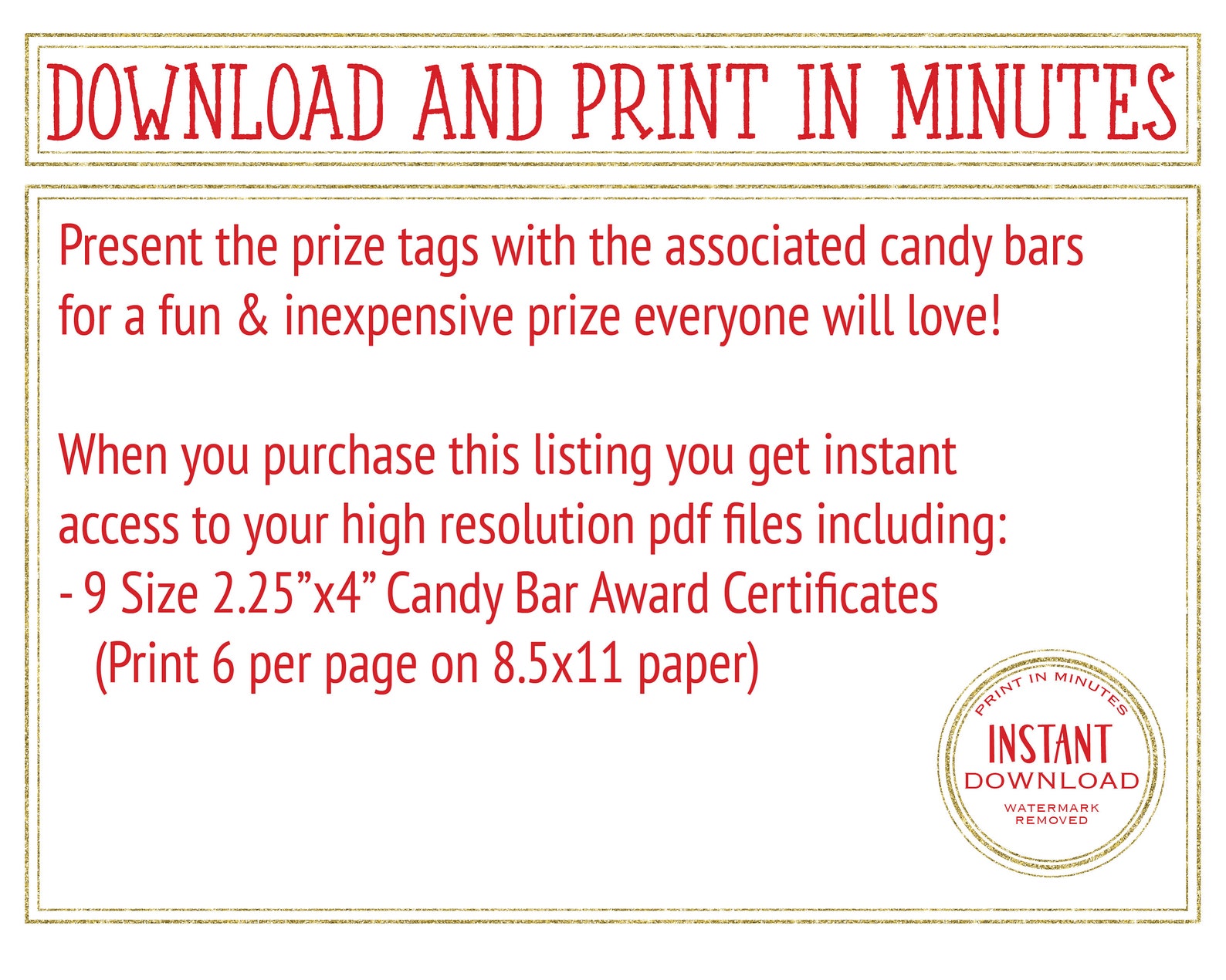 9 Candy Bar Party Prize Tags - Party Favor Gift Tags - Party Game ...
