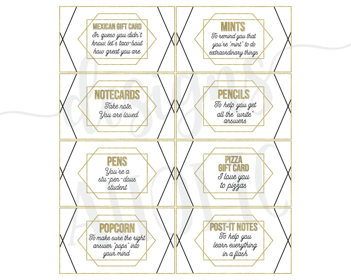 College Care Package Gift Tag Printables College Survival | Etsy