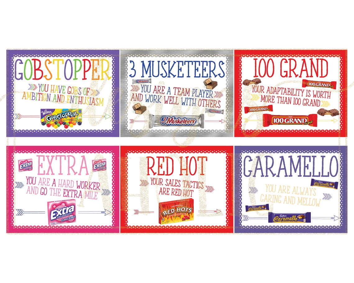 38 Employee Candy Bar Awards Candy Bar Award Certificates | Etsy