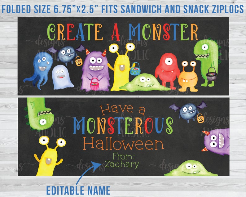 Create a Monster Bag Topper Label Treat Bag - Make a Monster Bag Topper ...