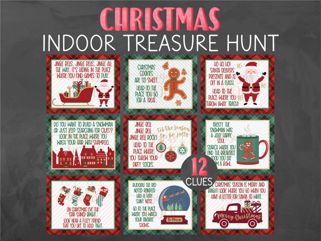 Indoor Christmas Treasure Hunt - Indoor Christmas Scavenger Hunt ...