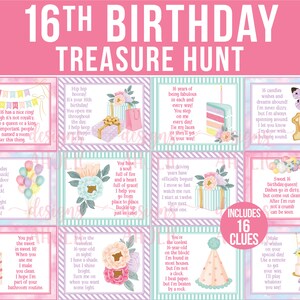 Sweet 16 Birthday Treasure Hunt Clues Sweet 16 Birthday Scavenger Hunt ...