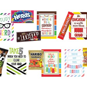 Student Candy Gift Tag Printables - College Care Package Gift Tags ...