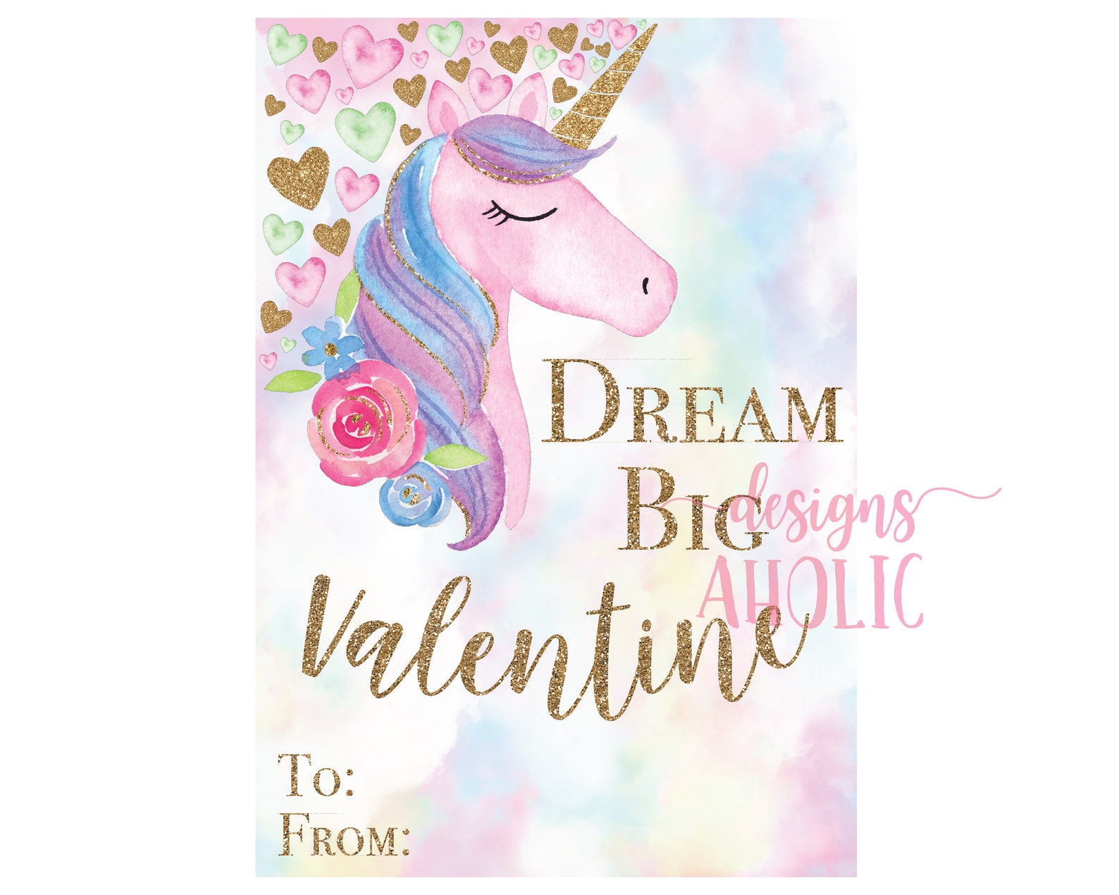 Unicorn Valentines Day Cards Unicorn Valentines Unicorn - Etsy